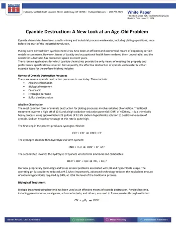 Cyanide Destruction: A New Look at an Age-Old Problem :: Hubbard-Hall